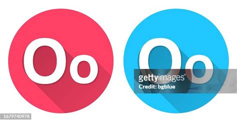 Letter O Uppercase And Lowercase Round Icon With Long Shadow On Red Or