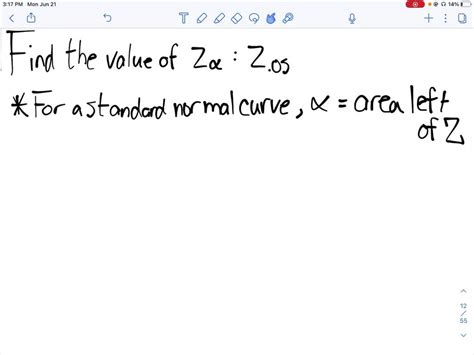 SOLVED Find the value of zα z0 05