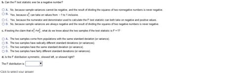 Solved Answer The Following Questions On The F Test Chegg