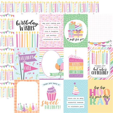 Make A Birthday Wish Girl 3x4 Journaling Cards 12x12 Patterned Paper