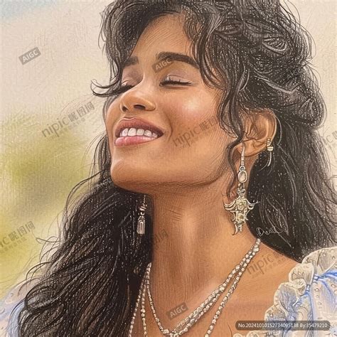 Ai创作图手绘肖像装饰画 孟加拉国插画 油画质地手绘人物 手绘快乐女孩无框画 丙烯画人物 写实人物绘画 异国风情女子油画 手绘人物装饰画 现代美女绘画时尚彩绘 无框画少数民族女孩 菲律宾插画