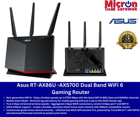 Asus Rt Ax86u Ax5700 Dual Band Wifi 6 Gaming Router Ps5 Compatible