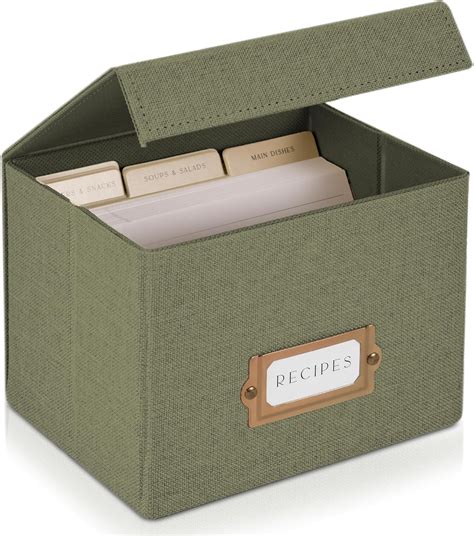 Zicoto Beautiful Linen Recipe Box Fits 4x6 Inch Recipe