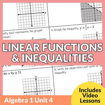 Linear Functions And Inequalities Algebra Unit TPT