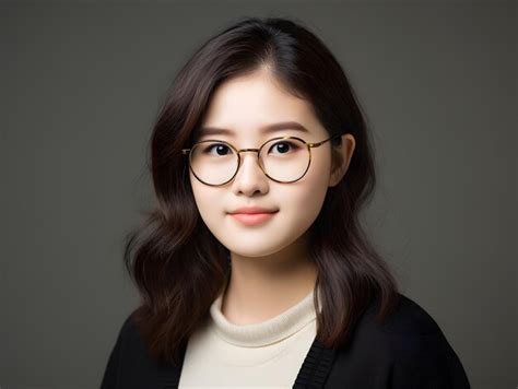 Premium Photo A Chubby Young Asian Woman Wearing Glasses
