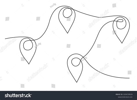 Location Pointers One Line Drawing Continuous Stock Vector Royalty