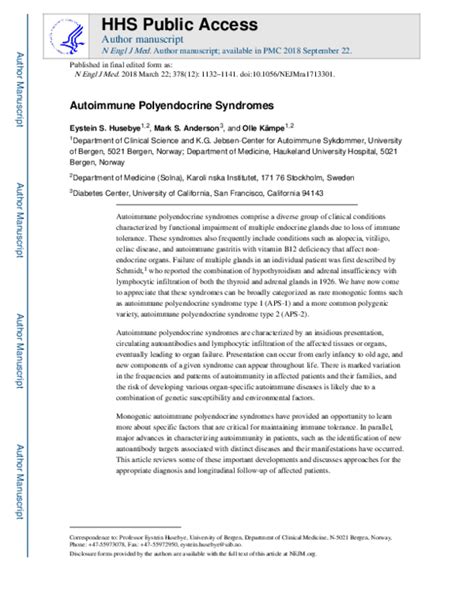 Pdf Understanding Autoimmune Polyendocrine Syndromes