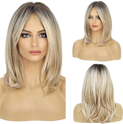 HAIRCUBE Perruques Longues Blondes Pour Femmes Perruque De Cheveux Synthétiques Avec Frange