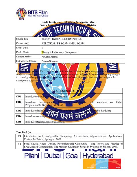 ael zg554 course handout birla institute of technology and science