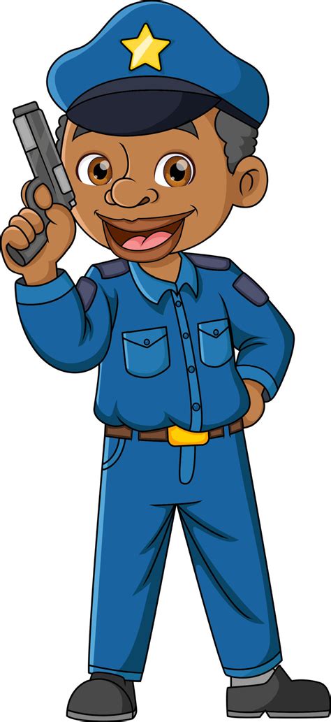 African American Police Officer Cartoon