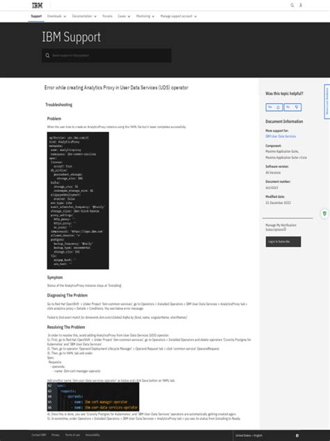 Error While Creating Analytics Proxy In User Data Services Uds Operator Pdf