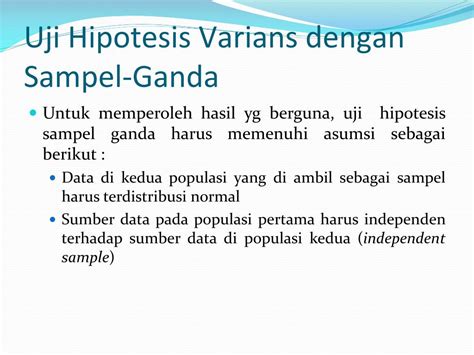 Ppt Probabilitas Dan Statistika Bab 10 Uji Hipotesis Sampel Ganda