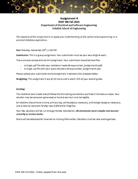 Ensf 300 Fall 2024 Assignment 4 Ensf 300 Fall 2023 Khedr Adapted
