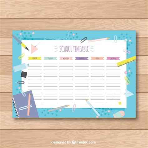 Free Vector Fun Classes Schedule With School Accesories