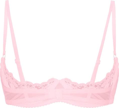 Feeshow Womens Floral Lace Underwired Unlined Shelf Bra Sheer Lace 14