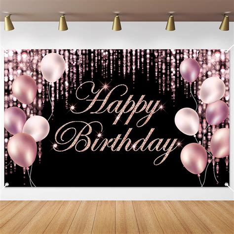 Rose Gold Happy Birthday Banner Backdrop Large Happy Birthday Yard Sign