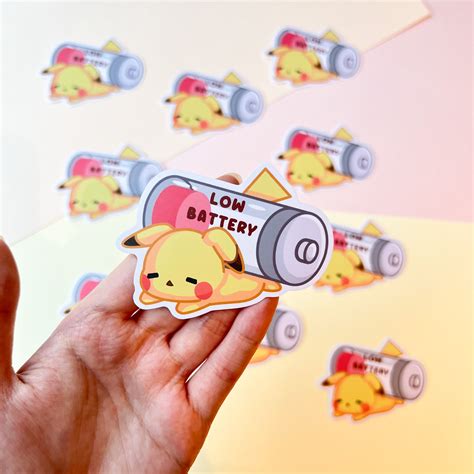 Low Battery Pikachu Sticker Poroful