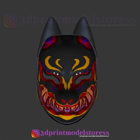 3d File Japanese Fox Mask Demon Kitsune Cosplay Helmet Stl File・3d