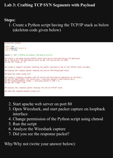 Steps 1 Create A Python Script Having The TCP IP Chegg