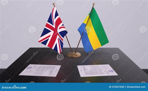Gabon And UK Flag Politics Concept Partner Deal Beetween Countries