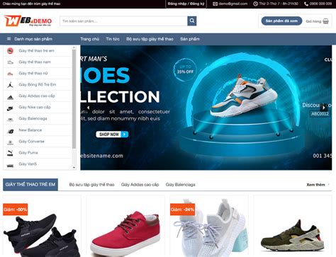 Mẫu web bán giày dép theme Flatsome trên Chợ Theme