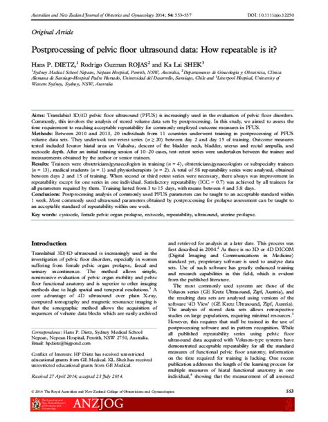 Postprocessing Of Pelvic Floor Ultrasound Data How Repeatable Is It