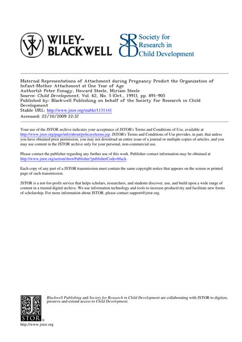 Pdf Maternal Representations Of Attachment During Pregnancy Predict The Organization Of Infant