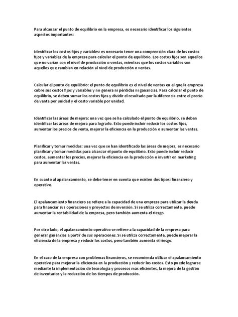 Actividad 3 Punto De Equilibrio Pdf Apalancamiento Finanzas