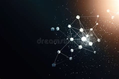 Abstract Molecular Structure Network On Dark Background For Scientific Design Stock Illustration