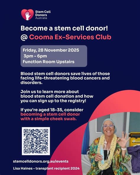 Become A Stem Cell Donor Cooma Ex Services Club Visit Cooma