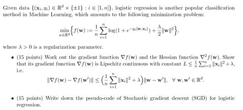 solved given data { xi yi e rd {1} i € [1 n]} logistic