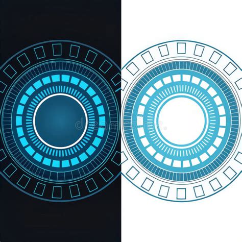 Dual Circular Tech Interface Blue And White Design Abstract Technology Futuristic Hud Sci Fi