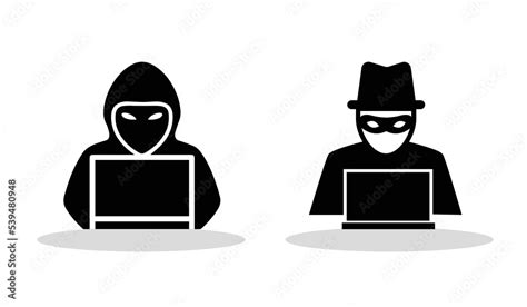 Hacker Cybercriminal With Laptop Stealing User Personal Data Hacker Attack And Web Security