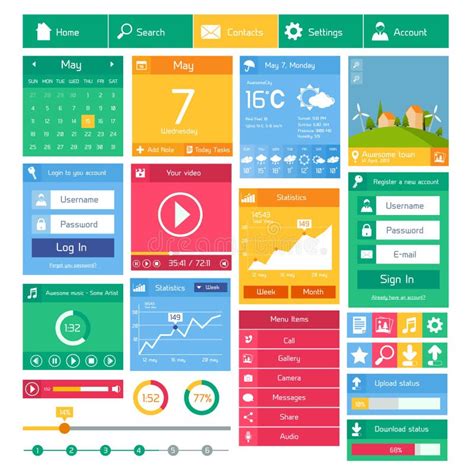 Flat User Interface Template Stock Vector Illustration Of Layout Flat 209352145