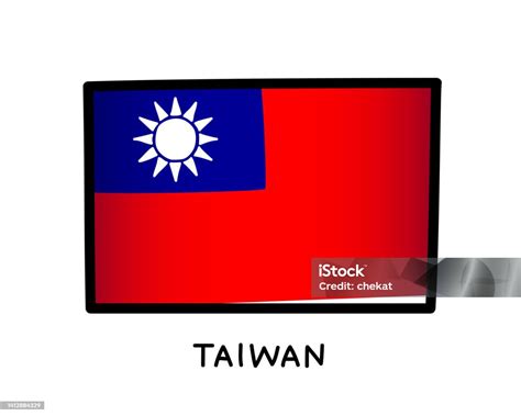대만의 국기 화려한 대만 국기 로고 파란색과 빨간색 브러시 스트로크 손으로 그립니다 검은 윤곽선 벡터 일러스트 레이 션 0명에