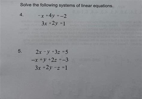 Solved Solve The Following Systems Of Linear Equations Chegg