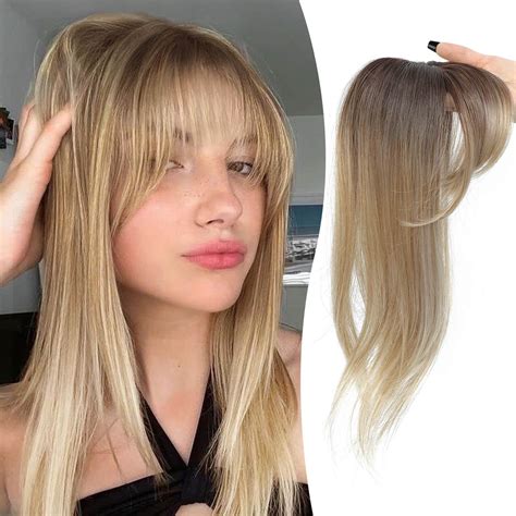 Ombre Clip In Bangs Ombre Blonde Straight Remy Human Hair Wiglets With