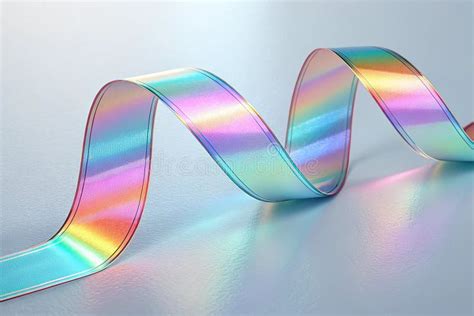 3d Holographic Glass Ribbon With Iridescent Liquid Waves And Colorful Gradient Stock