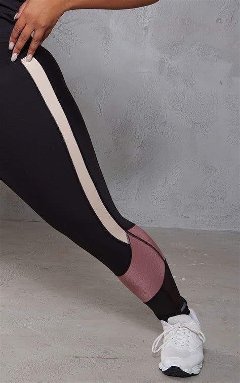 Plus Legging Noir Sans Coutures À Parties Contrastantes