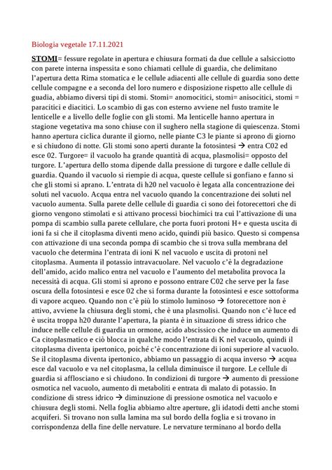 Biologia Vegetale Riassunti 2 Docsity