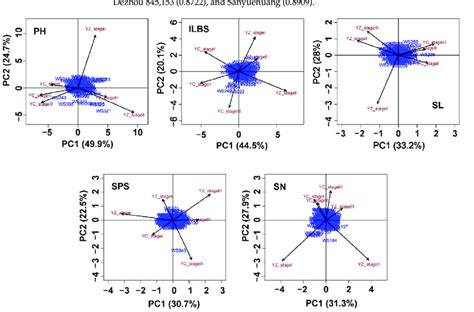 Ammi Biplot Of Height And Spike Related Traits In The Population Blue Download Scientific