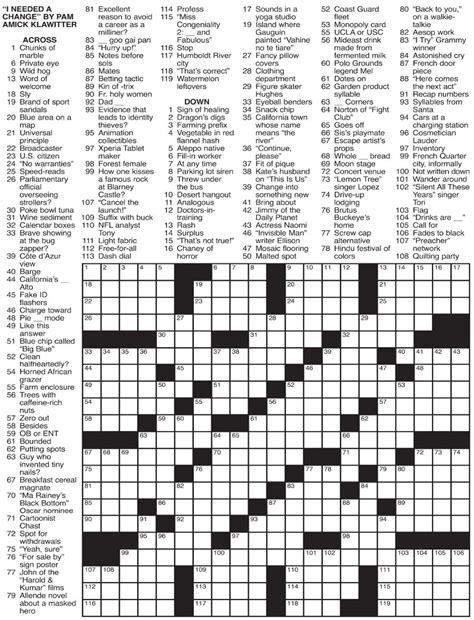 Printable Wall Street Journal Crossword Puzzle Printable Jd