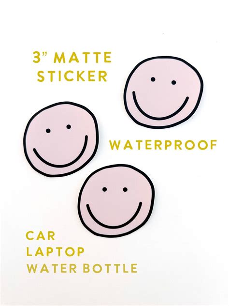 Smiley Face Sticker Wonky Happy Face Sticker Waterproof Water