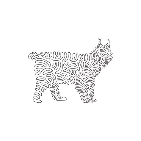 Continuous Curve One Line Drawing Of Adorable Lynx Curve Abstract Art Single Line Editable