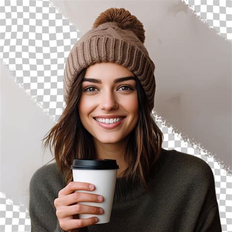 Premium Psd A Woman Holding A Cup Of Coffee And A Picture Of A Woman