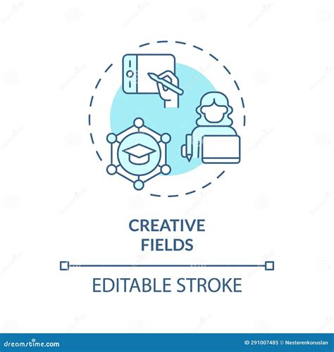 D Blue Thin Linear Icon Creative Fields Concept Stock Illustration Illustration Of Isolated