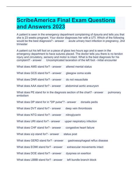 Scribeamerica Final Exam Questions And Answers 2023 Scribe America Stuvia Us