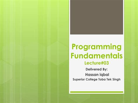 Programming Fundamentals Ppt Free Download