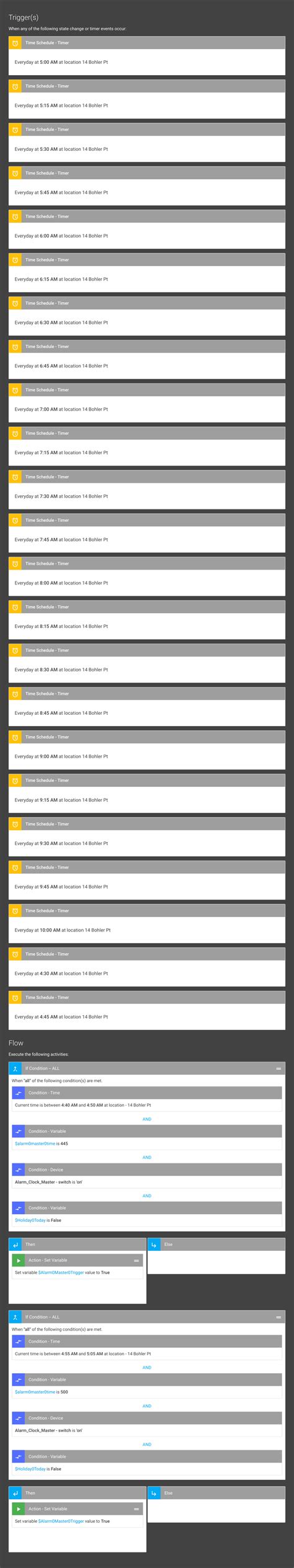 Trigger An Alarm Clock Rule Based On A Time Variable