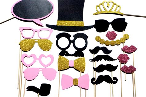 Pink And Gold Photo Booth Props 21 Piece Set On Storenvy